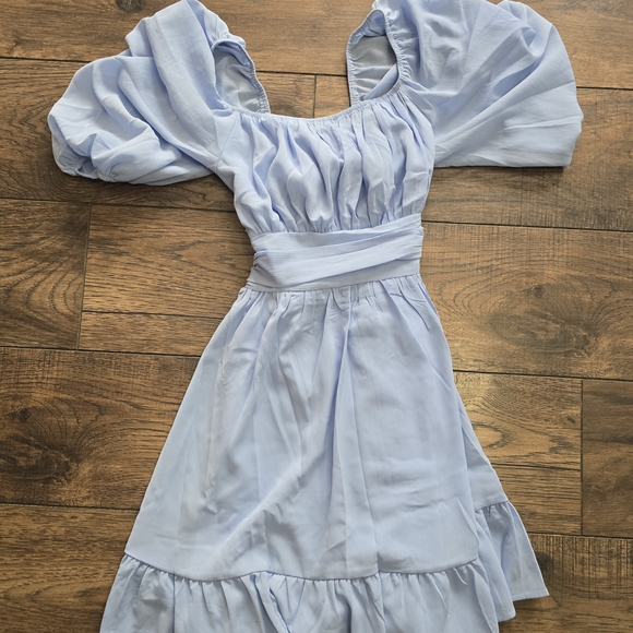 Temu | Dresses | Light Blue Puff Sleeve Dress | Poshmark